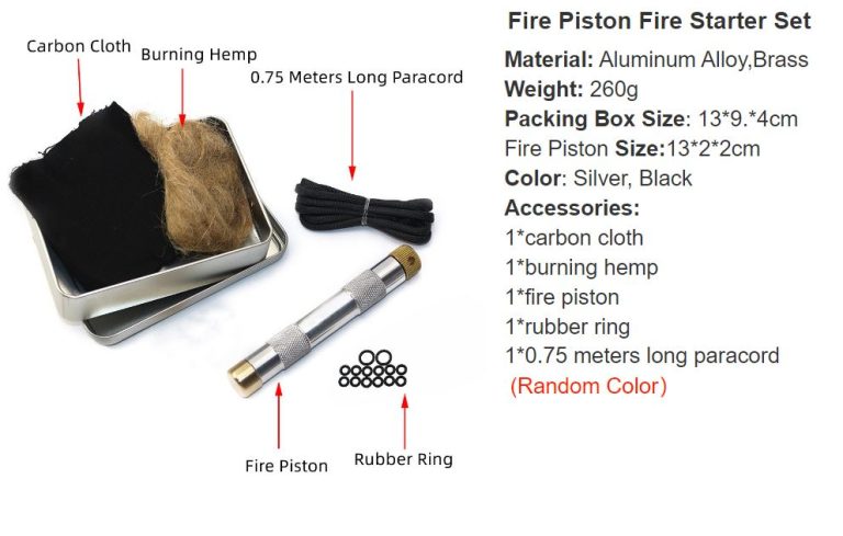 Fire Piston Combo in Tin - Complete Bushcraft Fire-Making Set including ...