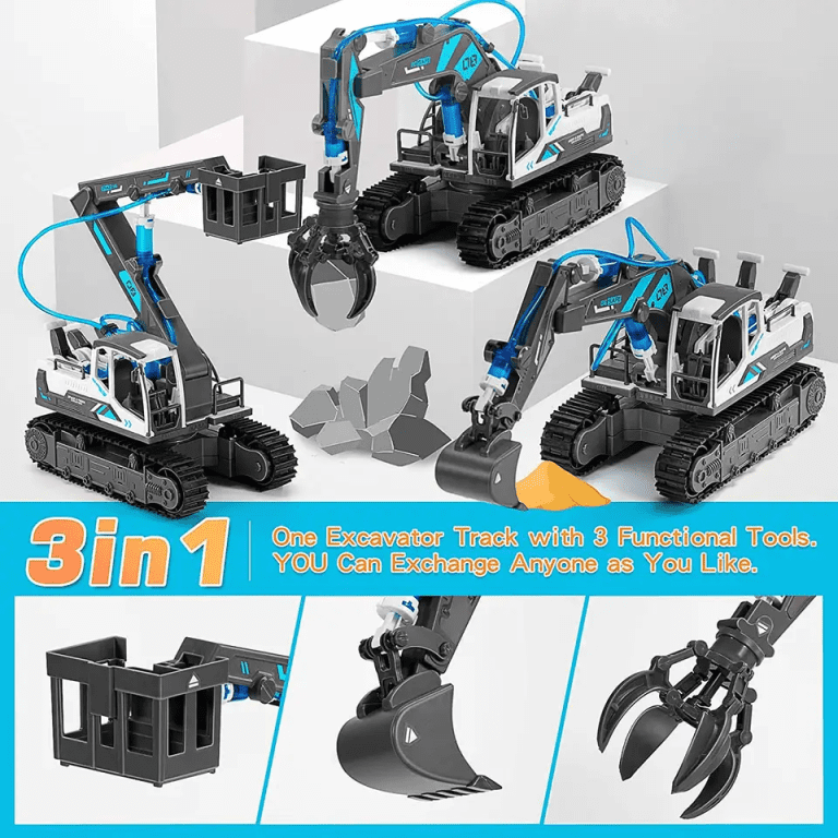 3-in-1 Excavator Kit: Hydraulic & Pneumatic STEM Science Toy – Build ...