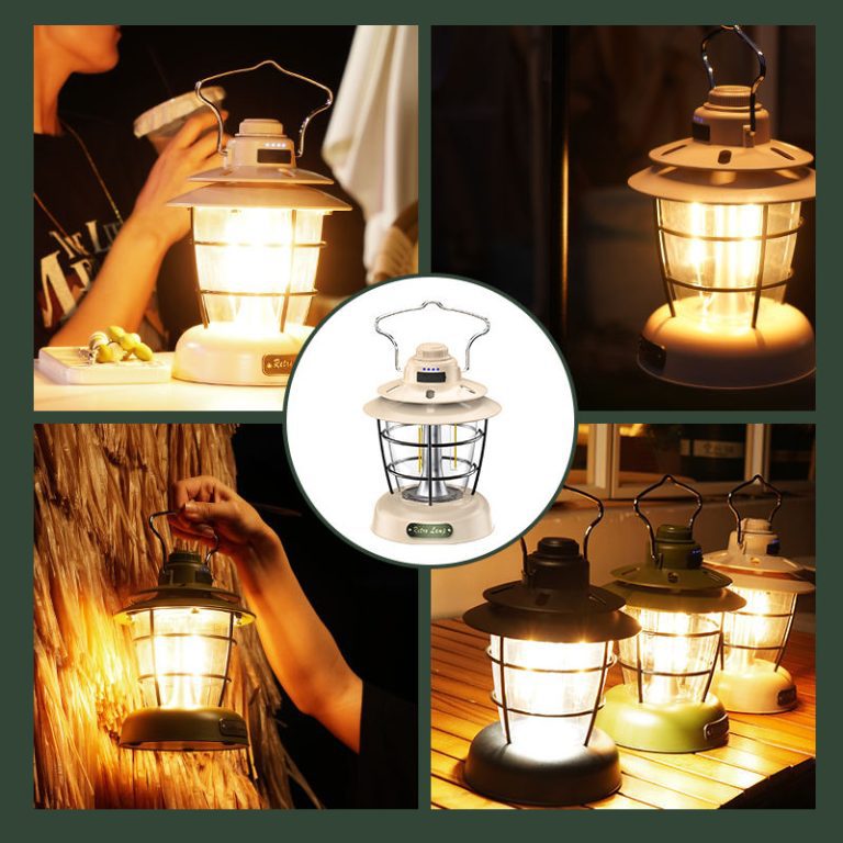 LED Camping Lantern - Retro Rechargeable USB-C Lamp with Extended ...