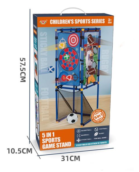 5 in 1 Sports Game Stand – Basketball, Baseball, Sticky Ball, Football ...